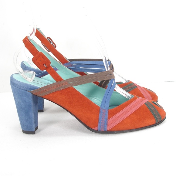 Thierry Rabotin | Shoes | Thierry Rabotin Suede Peep Toe Slingbacks 375 ...